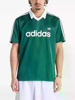 Adidas Archive Collar T-shirt With Stripes - Green