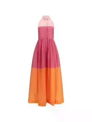 SARA ROKA Mariaedna Colour-block Pleated Maxi Dress