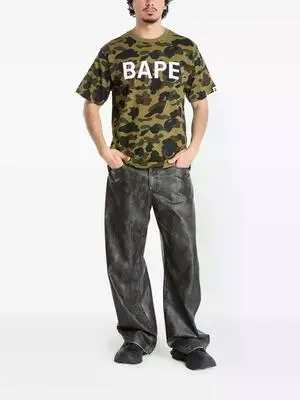 A BATHING APE Camo Rhinestone T-shirt - Green
