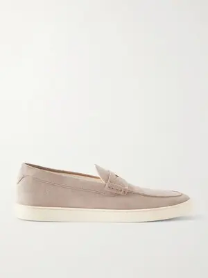 Brunello Cucinelli Suede Penny Loafers - Gray