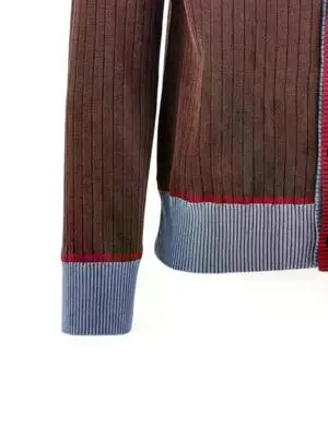 GALLIA Ribbed V-neck Cardigan