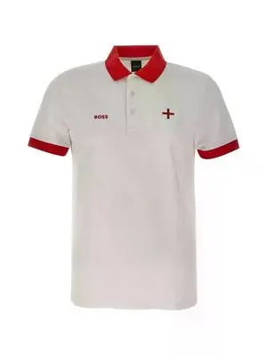 BOSS Paddy Flat-knit Logo Polo Shirt - White