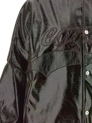 PDF Embroidered Logo Striped Jacket - Brown