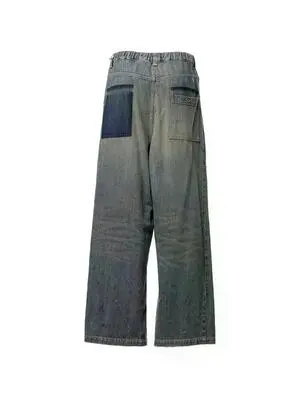 Mihara Yasuhiro Stripe Patchwork Jeans - Blue