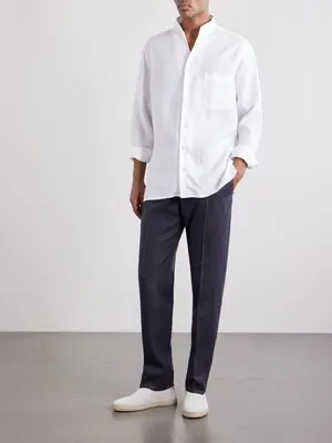 Zegna Straight-leg Linen-twill Trousers - Blue