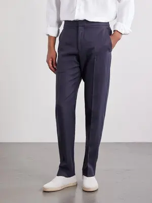 Zegna Straight-leg Linen-twill Trousers - Blue