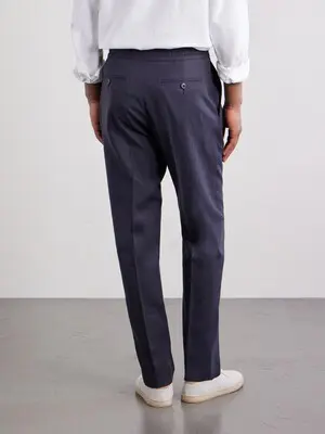 Zegna Straight-leg Linen-twill Trousers - Blue