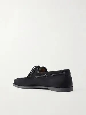 John Lobb Foil Suede Boat Shoes - Black
