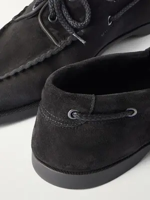 John Lobb Foil Suede Boat Shoes - Black