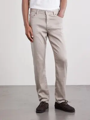 Zegna Straight-leg Linen And Cotton-blend Jeans - Neutrals
