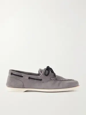 John Lobb Foil Suede Boat Shoes - Gray