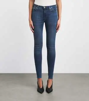7 For All Mankind Slim Illusion Luxe High-rise Skinny Jeans - Blue