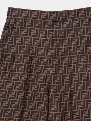 Fendi Ff Twill Wide-leg Trousers - Brown
