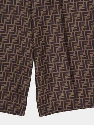 Fendi Ff Twill Wide-leg Trousers - Brown