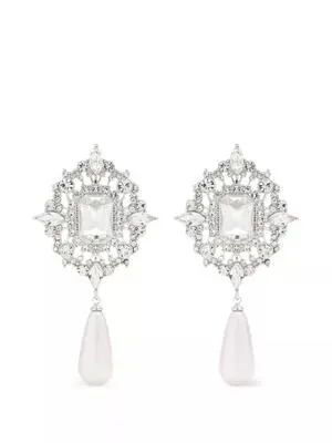SELF-PORTRAIT Crystal Drop Earrings - Silver