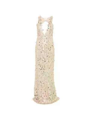 BABYLONE PARIS Sequin-embellished Maxi Dress - Neutrals