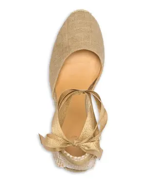 CastaÑer Carina Ankle Tie Espadrille Wedges - Oro