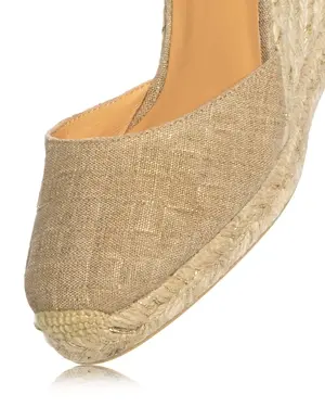 CastaÑer Carina Ankle Tie Espadrille Wedges - Oro
