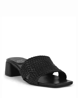 Jeffrey Campbell Woven Leather Slides - Black