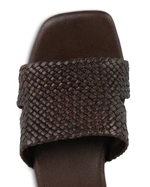 Jeffrey Campbell Woven Leather Slides - Brown
