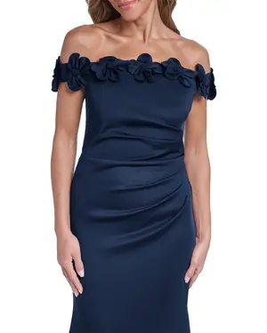 Eliza J Off The Shoulder 3d Floral Gown