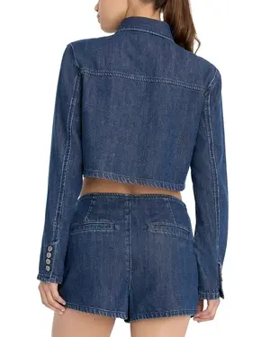 Good American Denim Cropped Jacket - Indigo