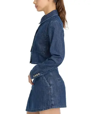 Good American Denim Cropped Jacket - Indigo