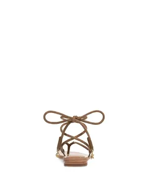 Veronica Beard Rosetta Suede Ankle Tie Flat Sandals