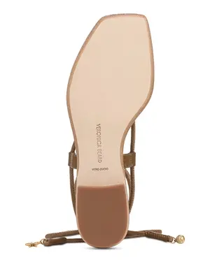Veronica Beard Rosetta Suede Ankle Tie Flat Sandals