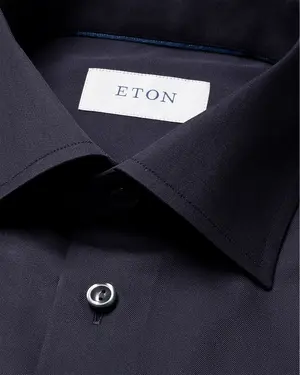 Eton Slim Fit Solid Signature Twill Shirt - Navy