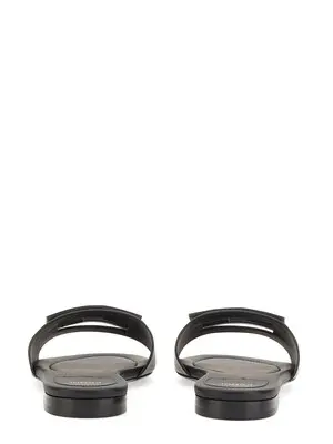 Fendi Leather Slides - Black
