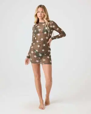 Roxy Star Daze Long Sleeve Mesh Dress - Deepoliv
