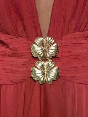 BABYLONE PARIS Flower-embellished Ruffled Maxi Dress