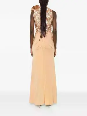 BABYLONE PARIS Sequin-embellished Floral-appliqué Maxi Dress