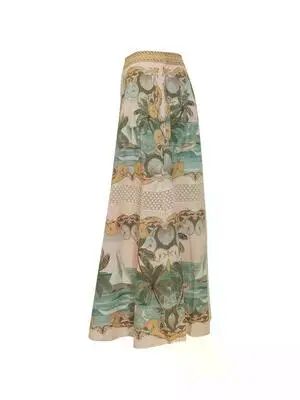 Farm Rio Royal Sea-print Midi Skirt - Neutrals