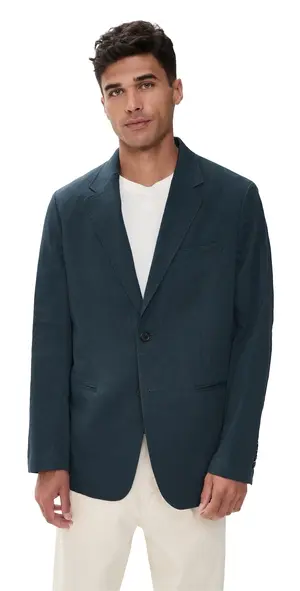 Theory Clinton Blazer In Good Linen - Dark Blue Wing