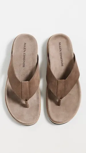 Allen Edmonds Sawgrass Suede Thong Sandals - Tobacco