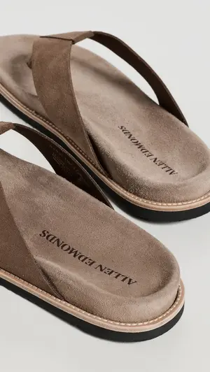 Allen Edmonds Sawgrass Suede Thong Sandals - Tobacco