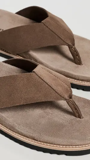 Allen Edmonds Sawgrass Suede Thong Sandals - Tobacco