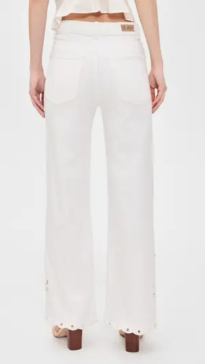 LE JEAN Eyelet Column Jeans - White