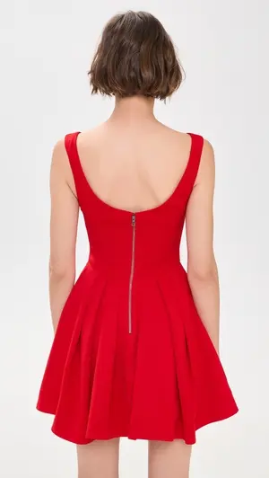 Alice + Olivia Estrella Draped Flare Mini Dress - Chili Pepper