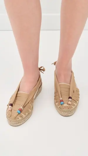 NAGUISA Soc Beaded Espadrilles - Sand Beads