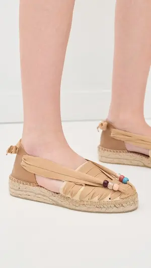 NAGUISA Soc Beaded Espadrilles - Sand Beads
