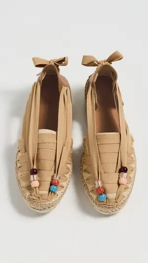 NAGUISA Soc Beaded Espadrilles - Sand Beads