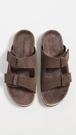 Allen Edmonds Seagrove Suede Two Strap Sandals - Bitter Chocolate