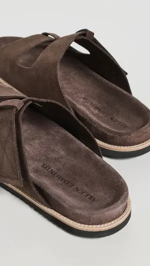 Allen Edmonds Seagrove Suede Two Strap Sandals - Bitter Chocolate