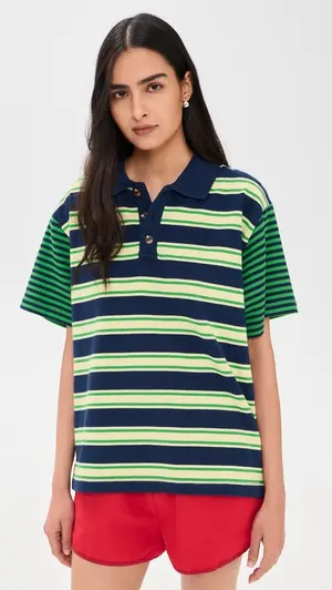 DAMSON MADDER Rugby Mix Stripe Polo Shirt