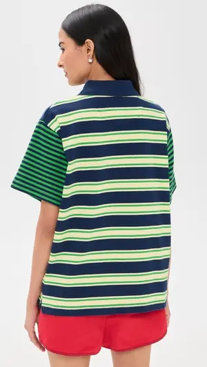 DAMSON MADDER Rugby Mix Stripe Polo Shirt