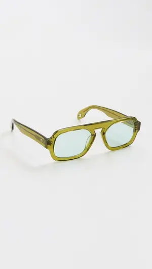 ELISA JOHNSON Jane Mini Sunglasses - Olive Green