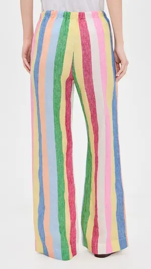 Faherty Brand Striped Linen Wide Leg Pants
